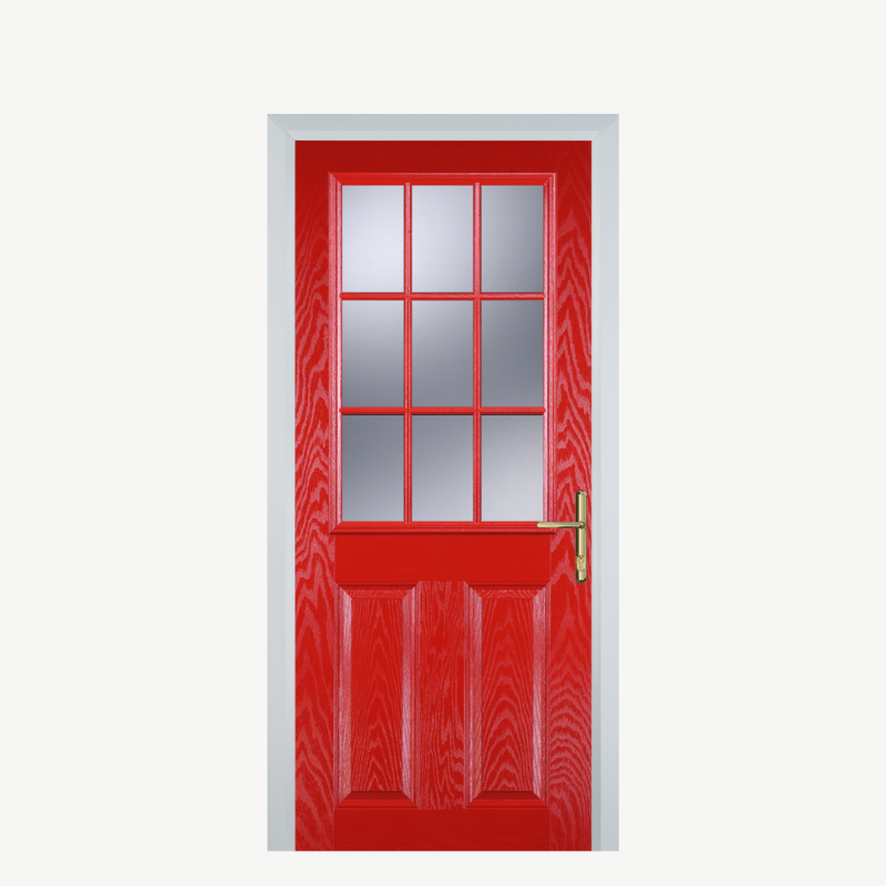 DoorK 2 Panel 1 Grill Poppy Red (High Gloss) – UK Composite Doors