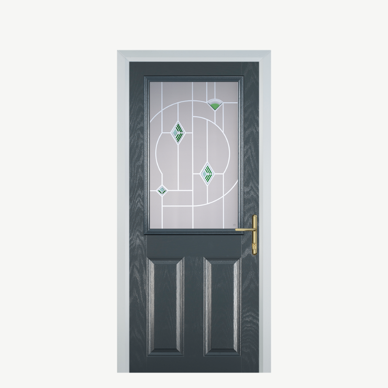 Door F 2 Panel 1 Square Grey Murano Green – UK Composite Doors