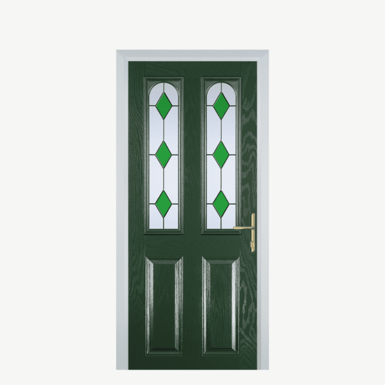 Door A 2 Panel 2 Arch Green 3 Drop Diamond Green