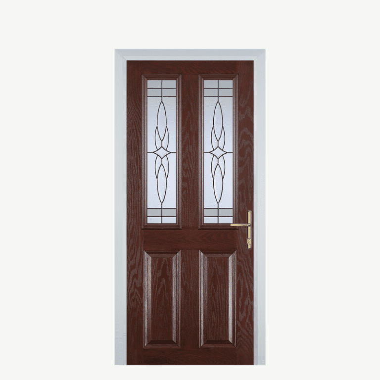 Door C 2 Panel 2 Square Dark Wood Crystal Harmony Frost