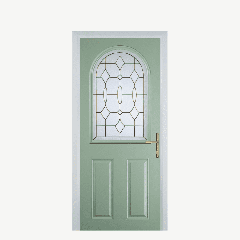 Door E 2 Panel 1 Arch Chartwell Green Brass Art Clarity