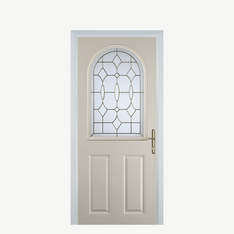 Door E 2 Panel 1 Arch Cream Brass Art Clarity