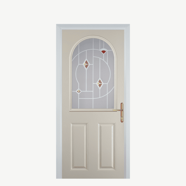 Door E 2 Panel 1 Arch Cream Murano Red