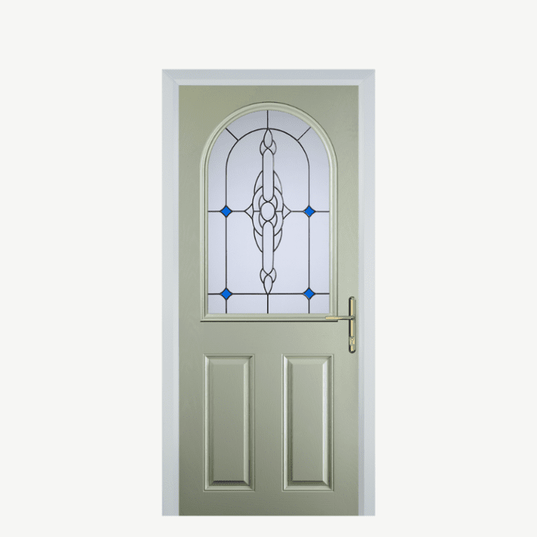 Door E 2 Panel 1 Arch Pebble Grey Crystal Bohemia Blue